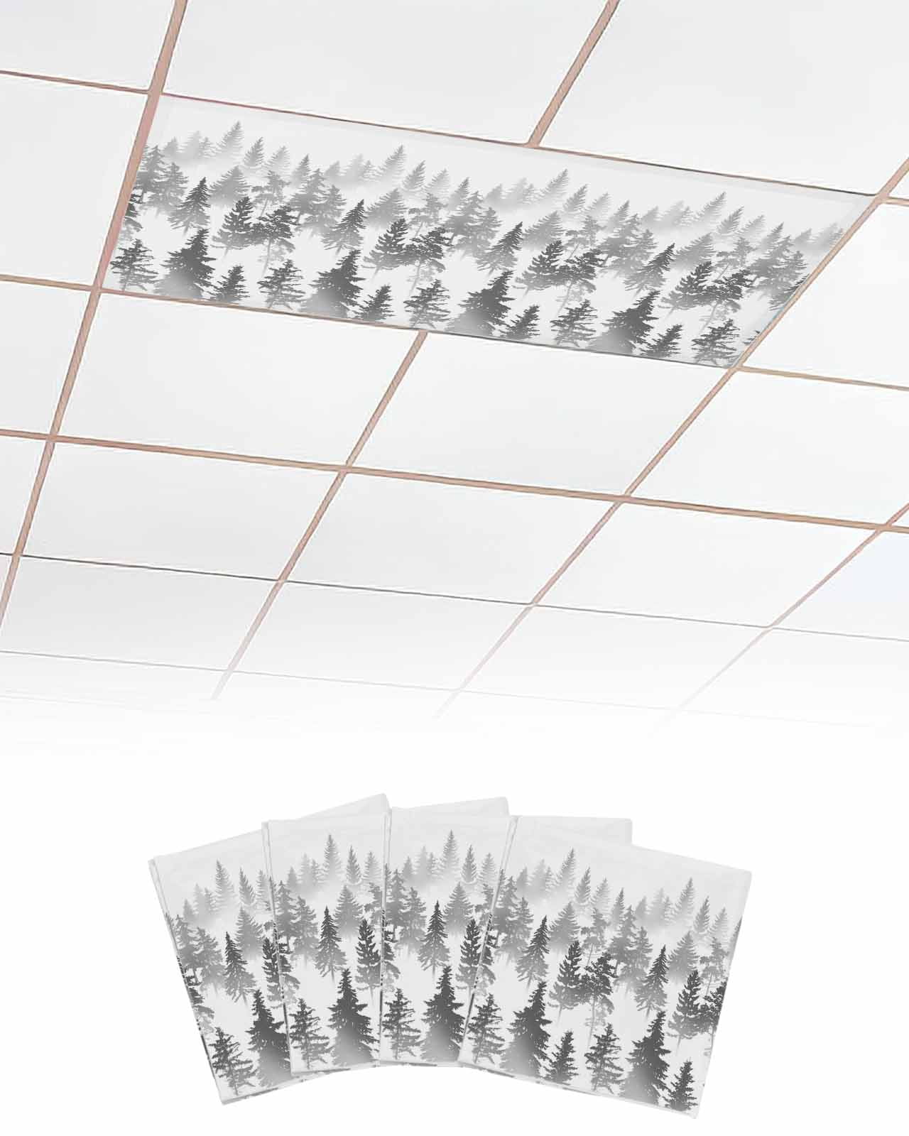 Black Grey Forest Fluorescent Light Covers for Ceiling Lights 4x2 feet ...