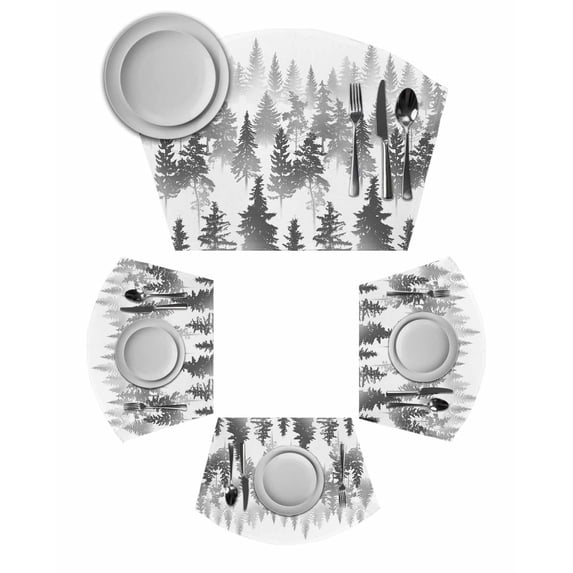 Black Grey Forest Round Table Placemats Set of 2 Wedge Placemats ...