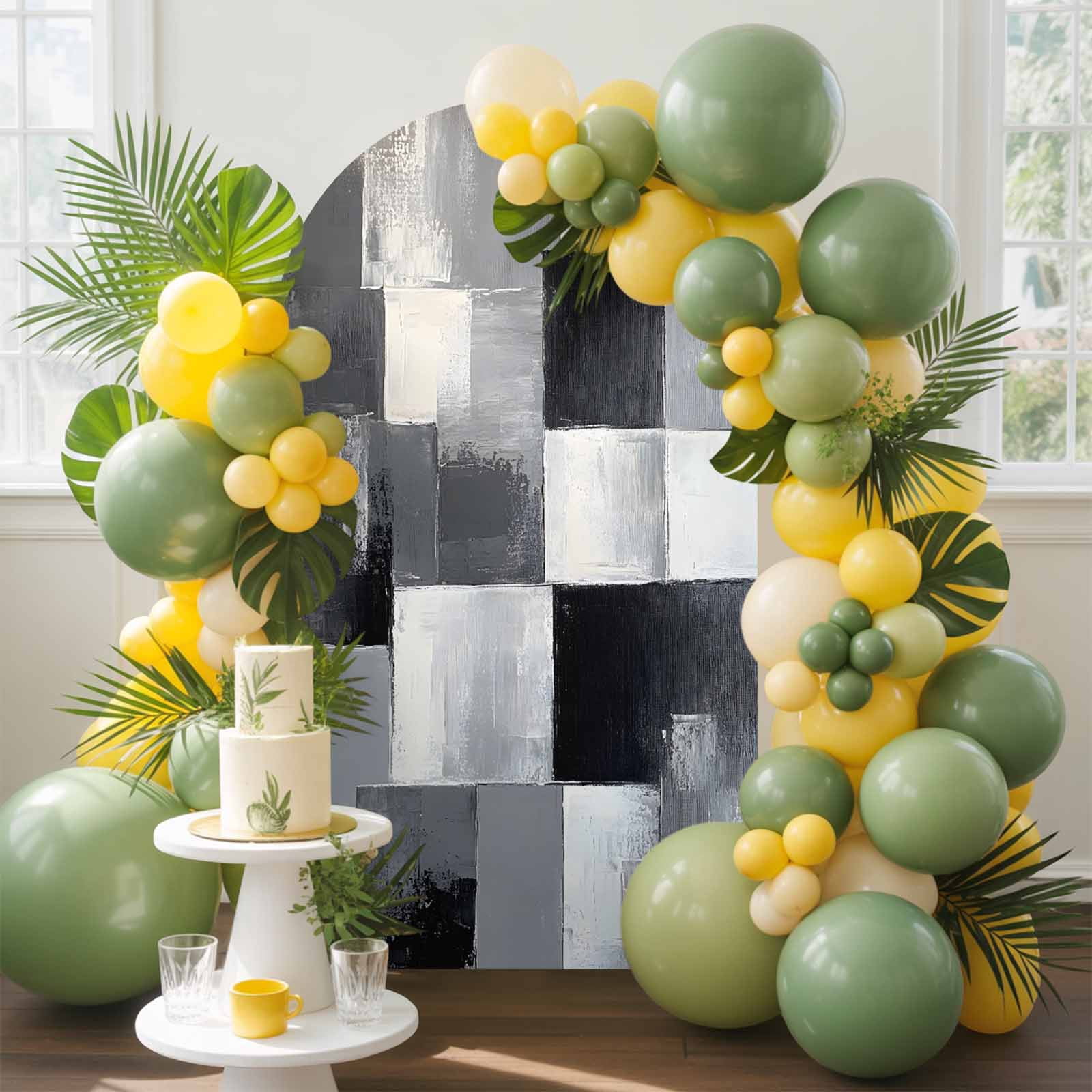 Black Grey Geometric Arch Backdrop Cover, 6FT, Modern Abstract Art ...