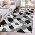 Black Grey Geometric Runner Rug Non Slip 2.7x5 Modern Abstract Black ...
