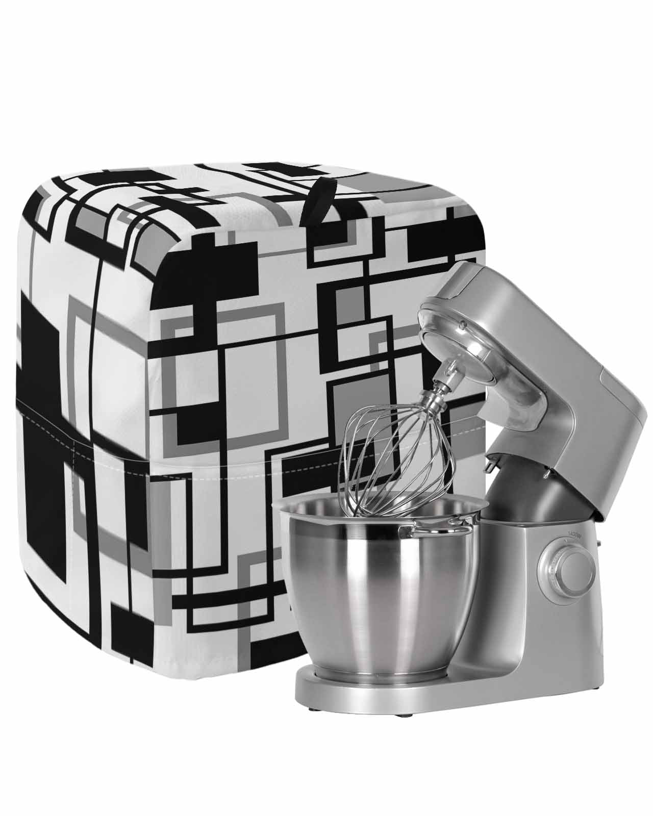 Black Grey Geometric Stand Mixer Dust Cover with Storage Pocket ...