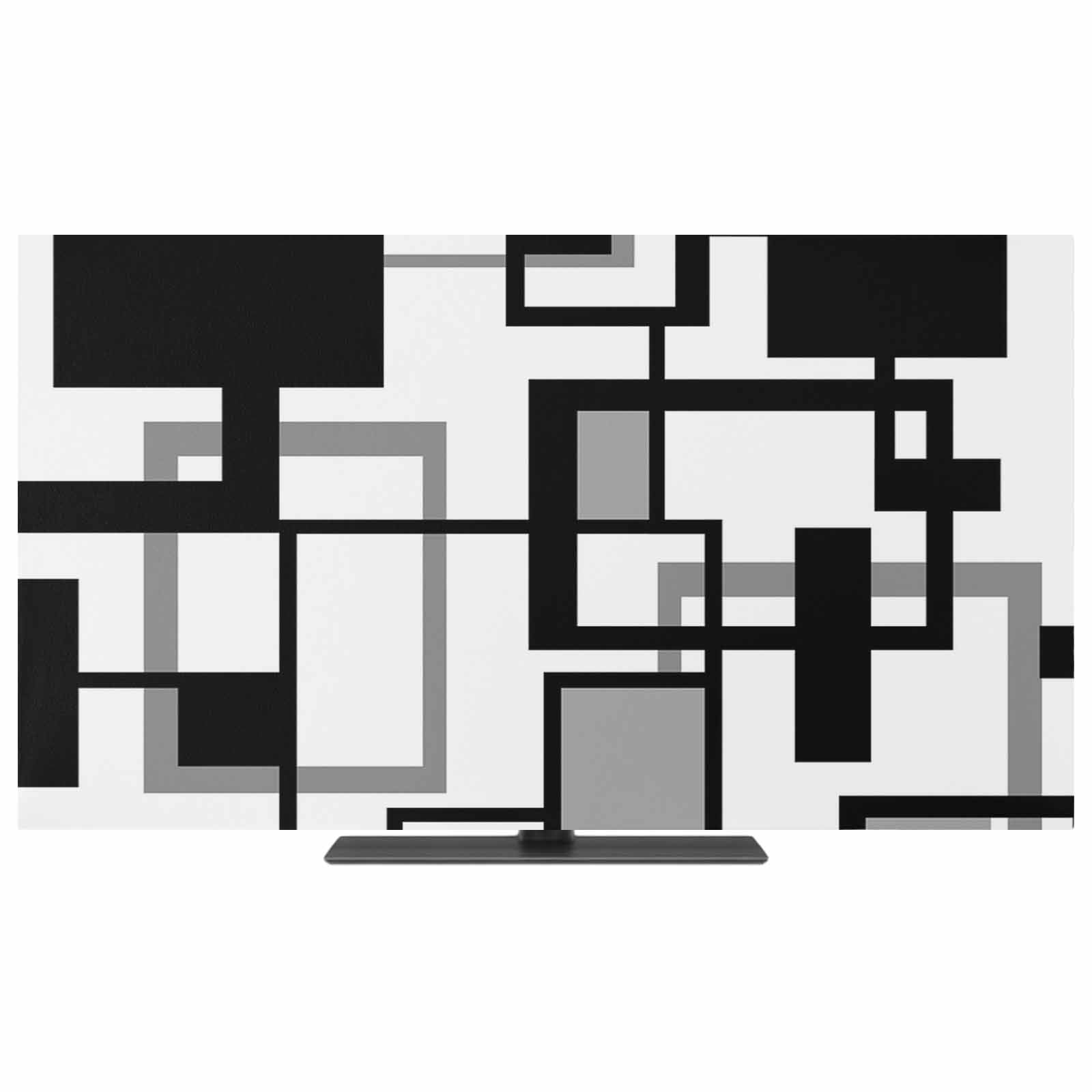 Black Grey Geometric TV Dust Cover,Stretchable TV Screen Desktop ...