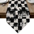 Black Grey Geometric Table Runner Linen Burlap Table Runner 90 Inches ...