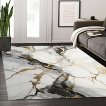 Black Gray Gradient Marble Texture Area Rugs, Abstract Gold Lines ...