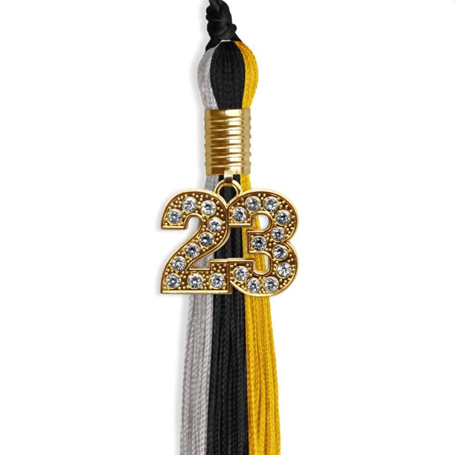 Black/Grey/Gold Graduation Tassel with Gold Date Drop - Walmart.com