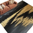 Black Grey Golden Area Rug 5x7 Washable Rug Non Slip Abstract ...