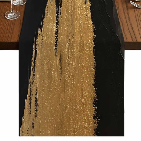 Black Grey Golden Burlap Cotton Table Runner 14x72 Inches Long ...