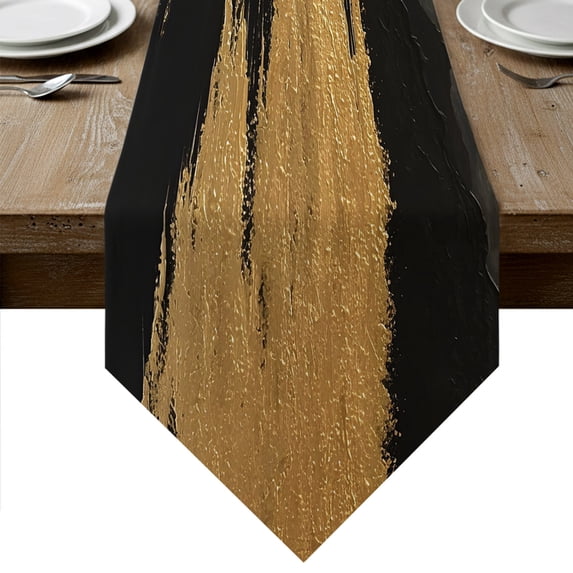 Black Grey Golden Table Runner Linen Burlap Table Runner 72 Inches Long ...