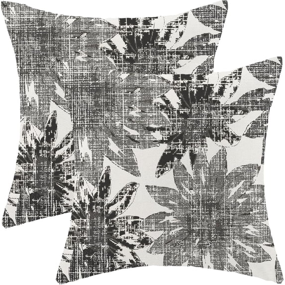 Black Grey Gray Pillow Covers 16x16, Vintage Sunflower Outdoor ...