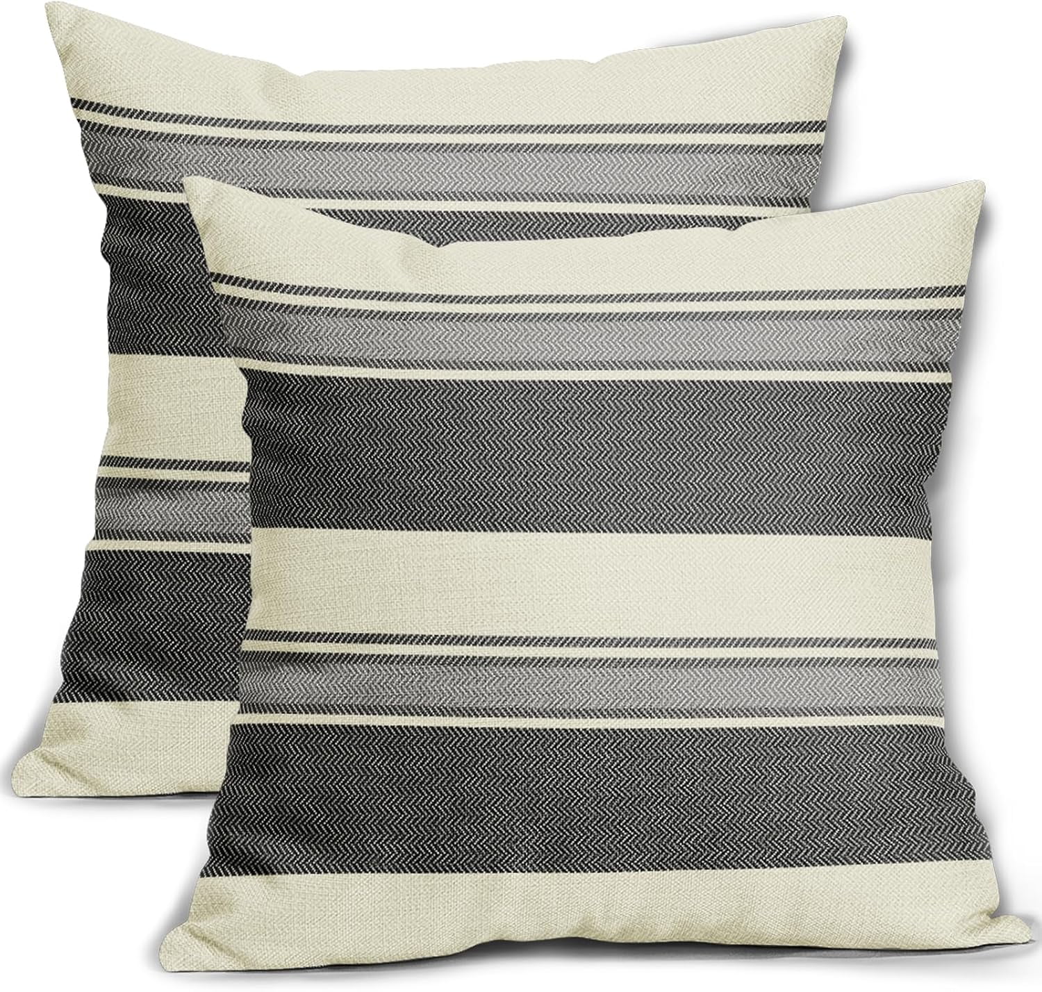 Black Grey Gray Striped Pillow Covers 16x16 Set of 2 Modern Boho Stripe ...