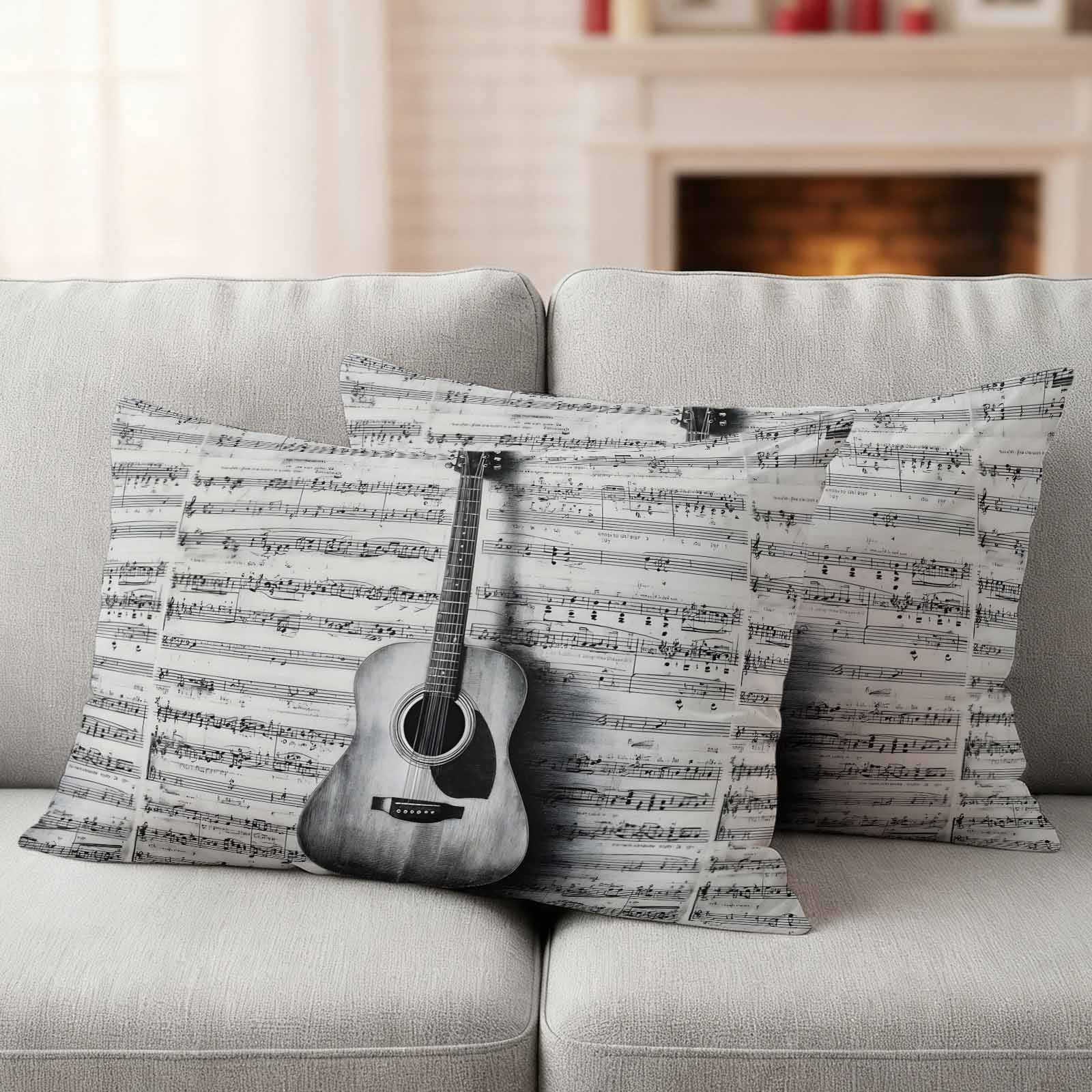Black Grey Guitar Outdoor Waterproof Throw Pillow Covers 20x12 Set of 2 ...
