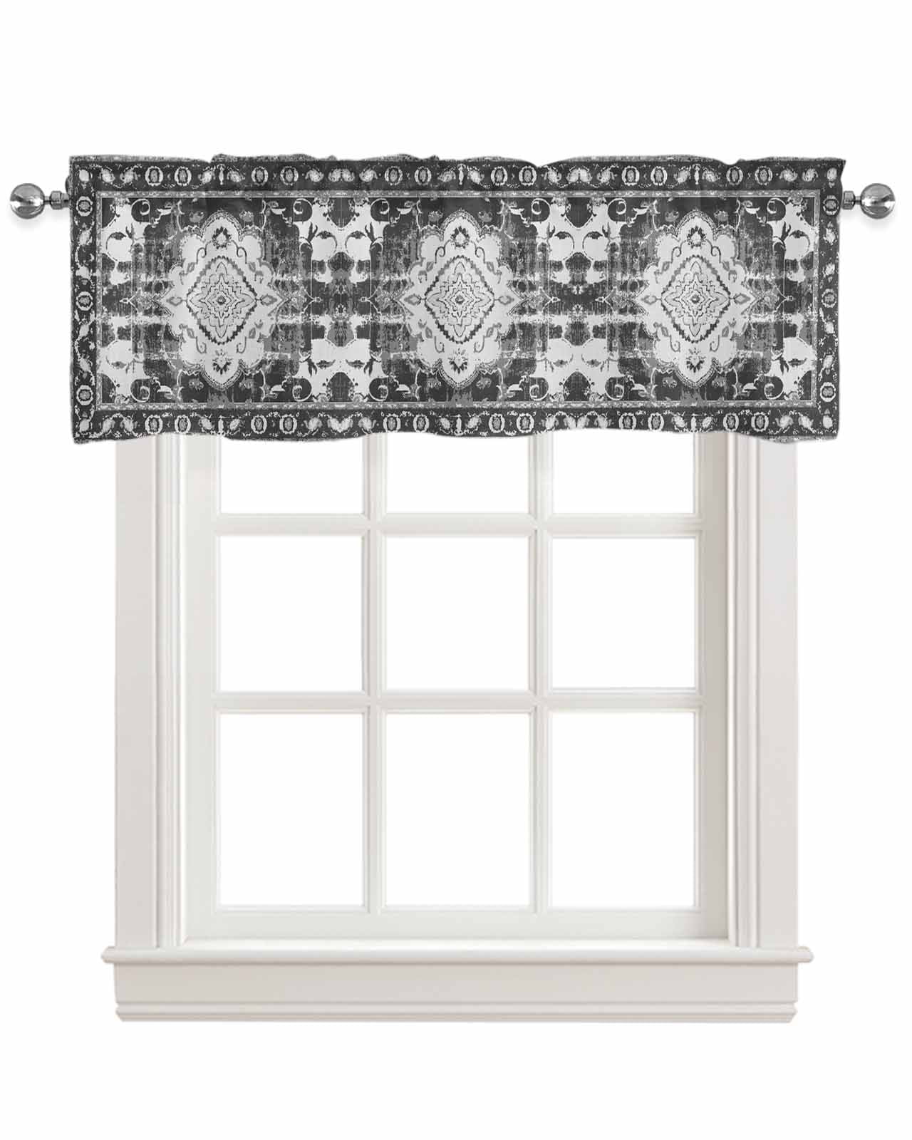 Black Grey Kitchen Valances for Windows Farmhouse Linen Window Valance ...
