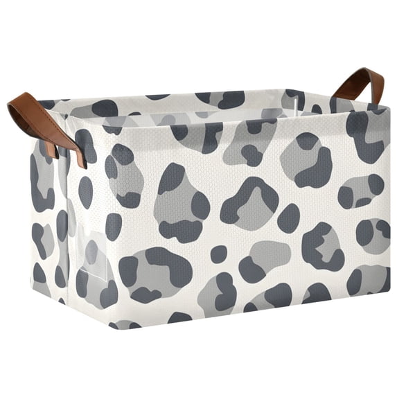 Black Grey Leopard Pattern Collapsible Storage Bin Open Home Shelf ...