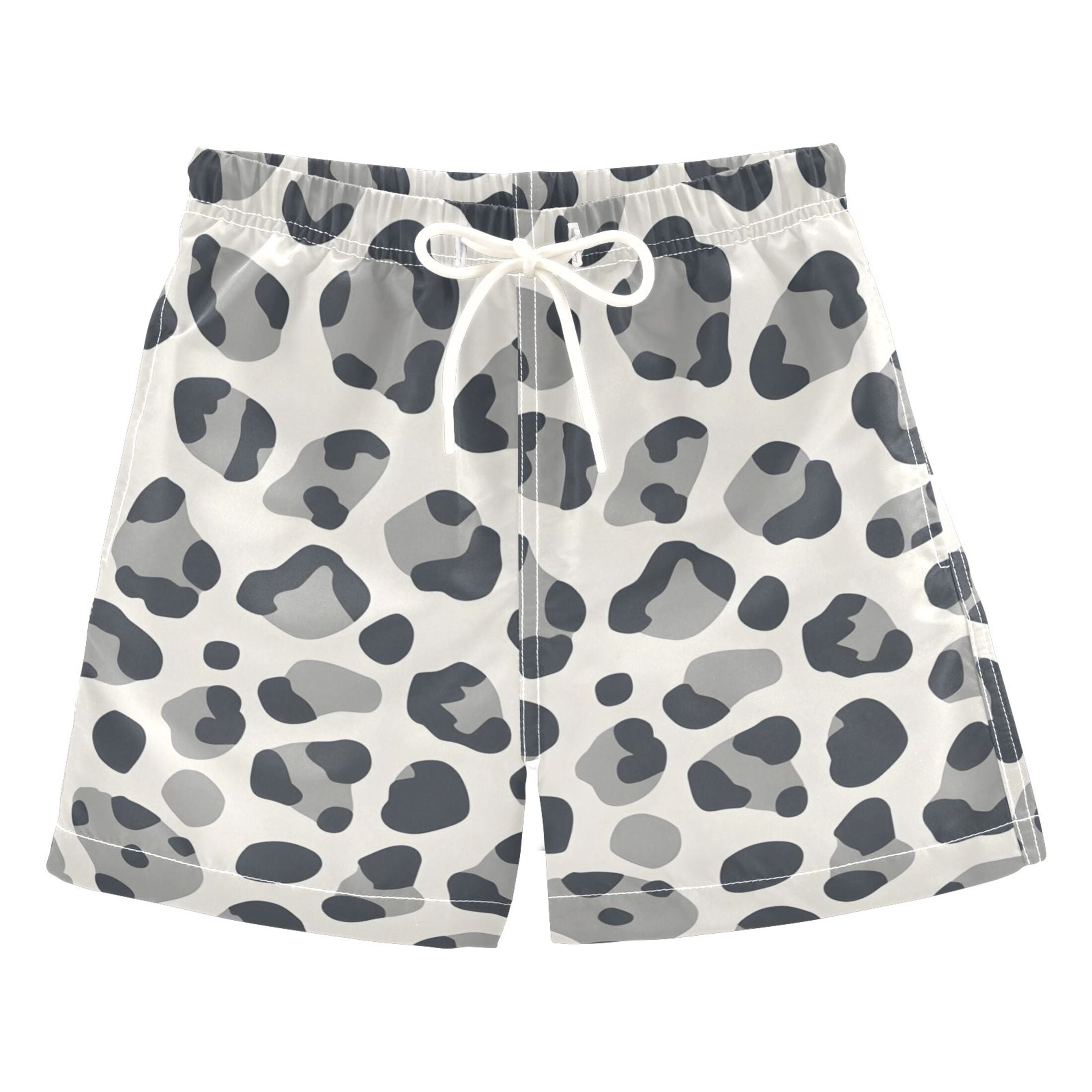 Black Grey Leopard Pattern Swim Trunks Quick Dry Beach Pool Board ...