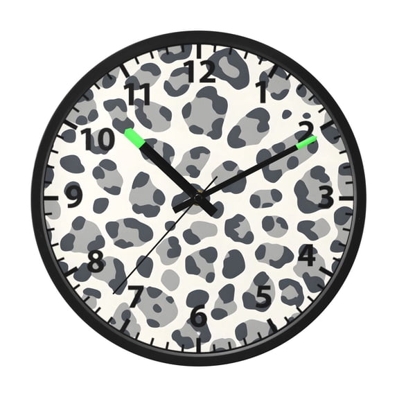 Black Grey Leopard Pattern Wall Clock 12 Inch Voice Activated Night ...