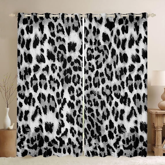 Black Grey Leopard Print Blackout Curtains 2 Panels,42"x90" Africa ...
