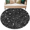 Black Grey Leopard Round Rug 5ft Washable Circle Kitchen Rugs Non Slip ...