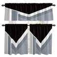 Black Grey Lines Kitchen Curtains Set for Windows, Geometric Abstract ...