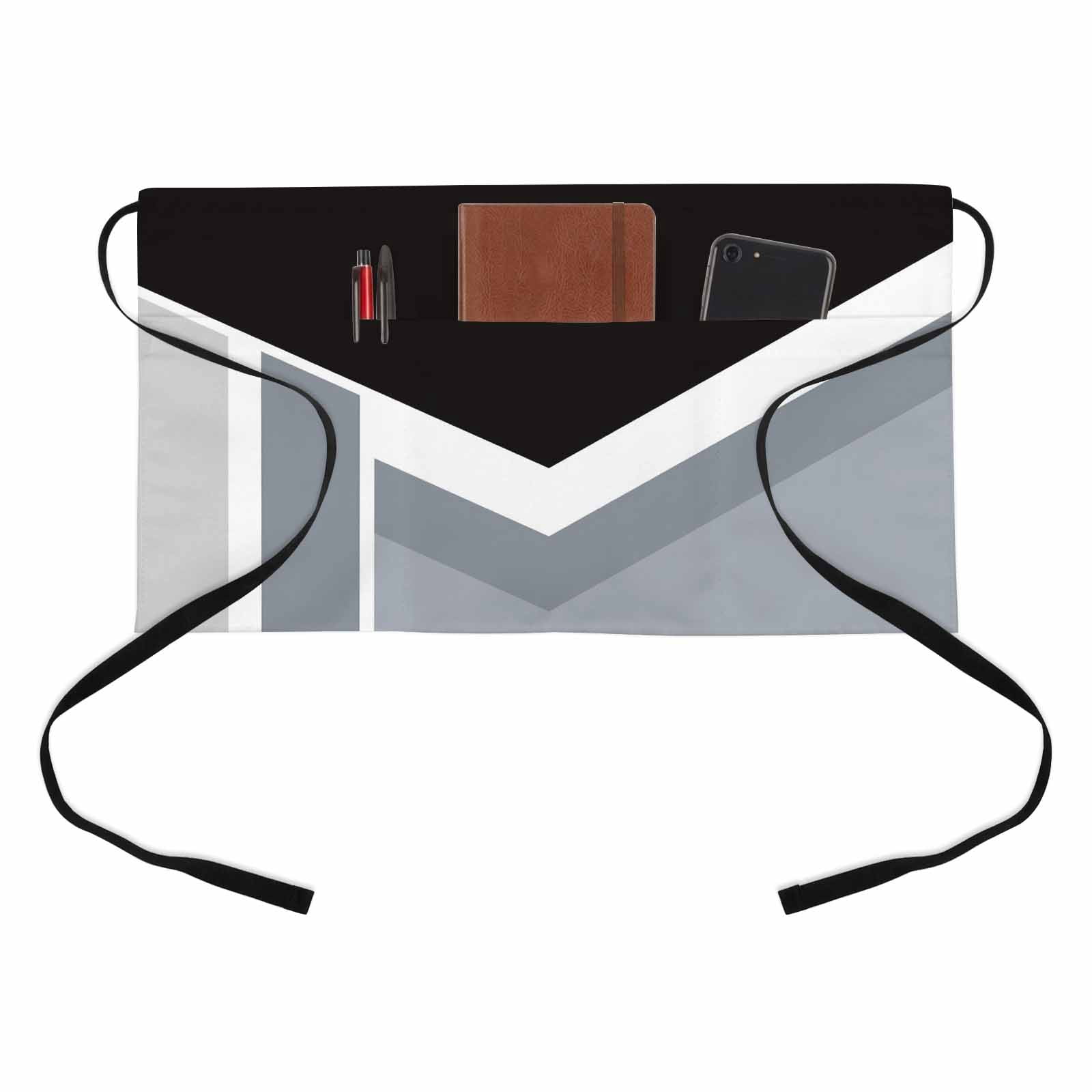 Black Grey Lines Kitchen Restaurant Half Waist Apron, Geometric ...