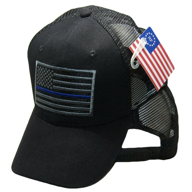 Black Grey MESH USA Tactical Thin Blue Line Hat Support Police Law ...