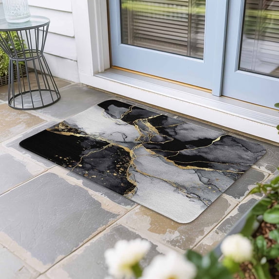 Black Grey Marble Door Mat Indoor Outdoor, Modern Gradient Abstract ...