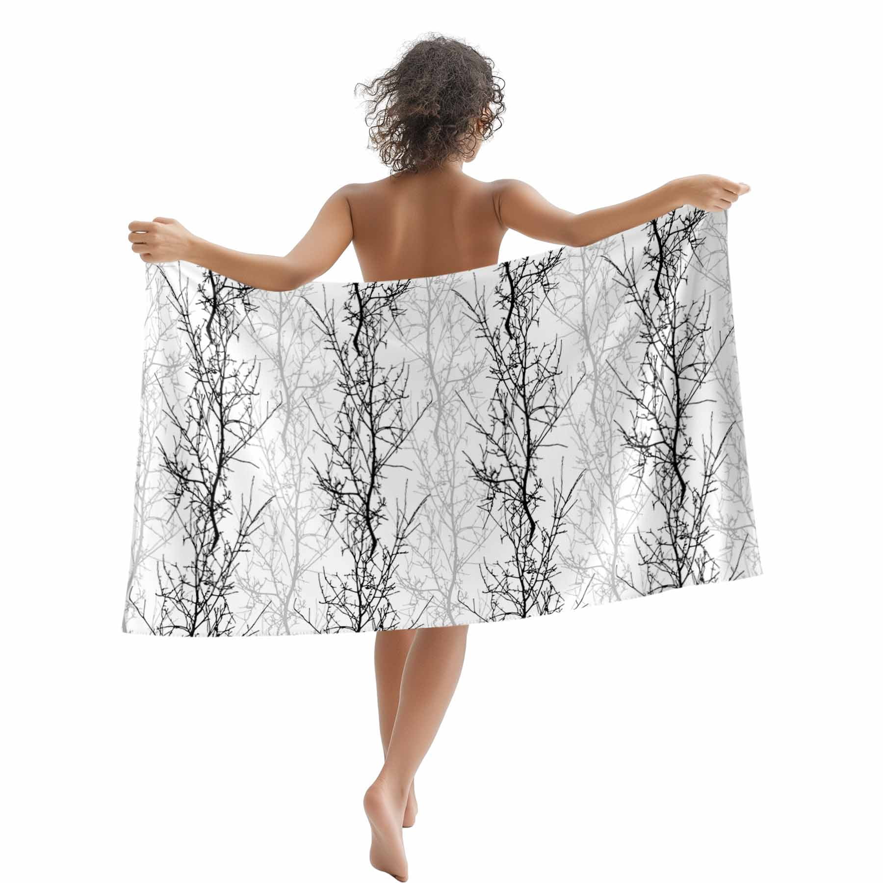 Black Grey Minimalist Tree Beach Towels Blanket Soft&Absorbent Quick ...