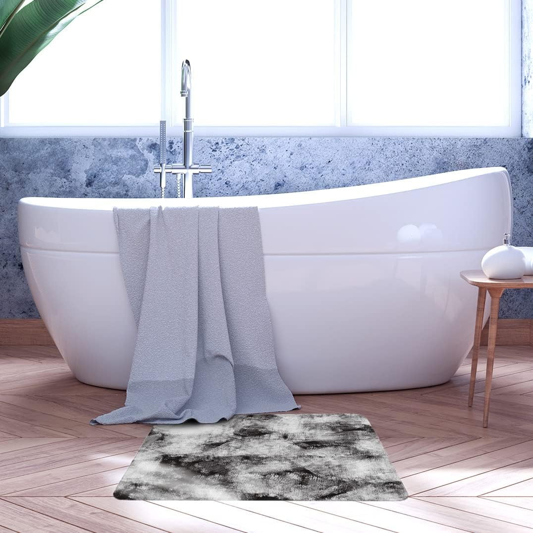 Black Grey Oil Painting Indoor Door Mat, Absorbent Floor Mats Bathroom ...