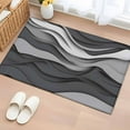 Black Grey Ombre 2x3 Door Mat Rug, Abstract Grey Wave Texture Gradient ...