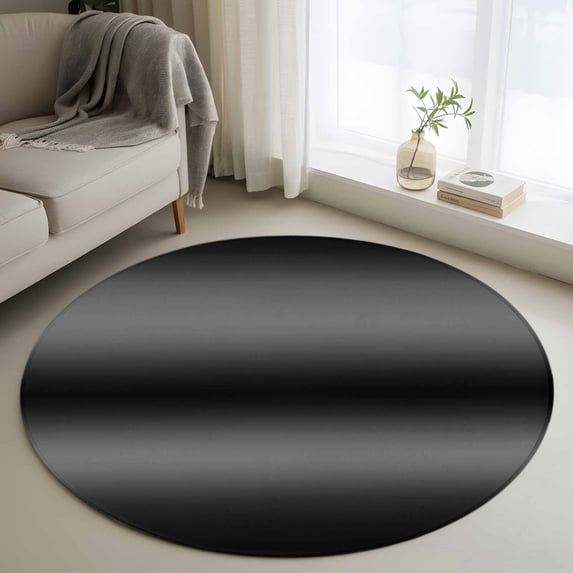 Black Grey Ombre 3.3' Round Rug for Bedroom Reading Corner, Modern ...