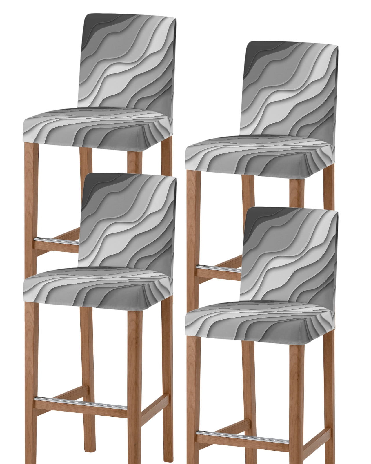 Black Grey Ombre Bar Stool Covers Set of 4, Modern Geometric Abstract ...