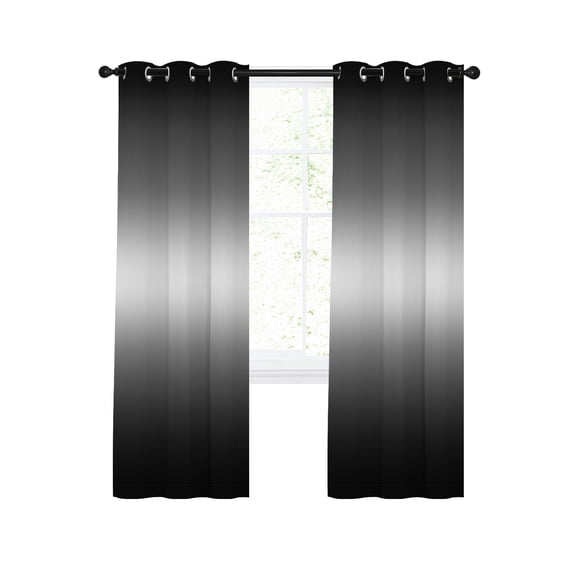 Black Grey Ombre Blackout Curtains for Bedroom Living Room, Modern ...