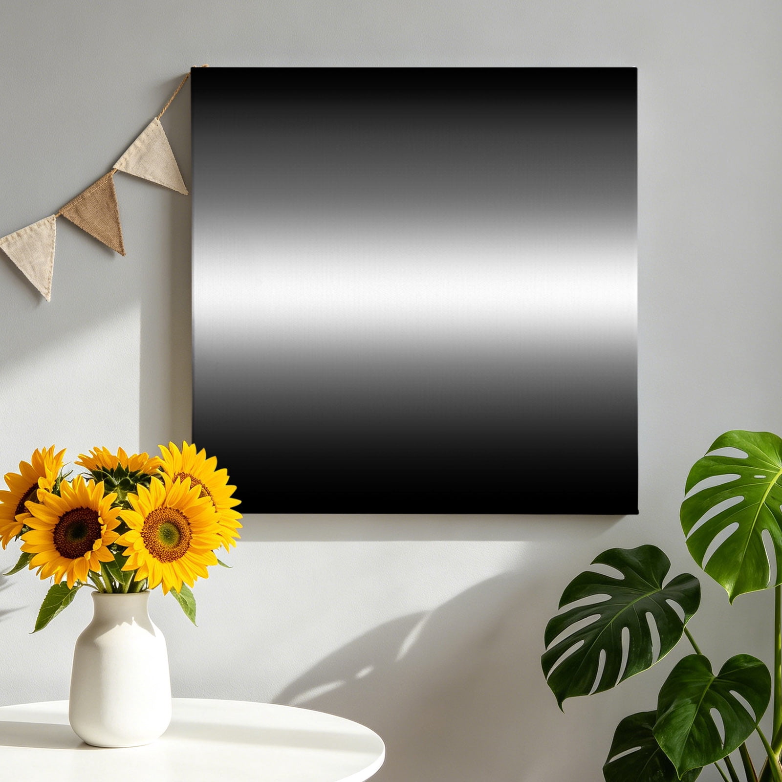 Black Grey Ombre Canvas Wall Art for Living Room, Modern Gradient ...