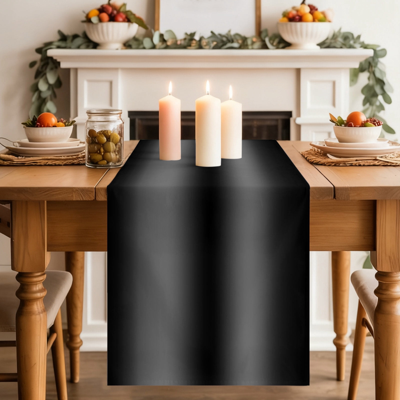 Black Grey Ombre Dining Table Runner, Modern Gradient Solid Color ...