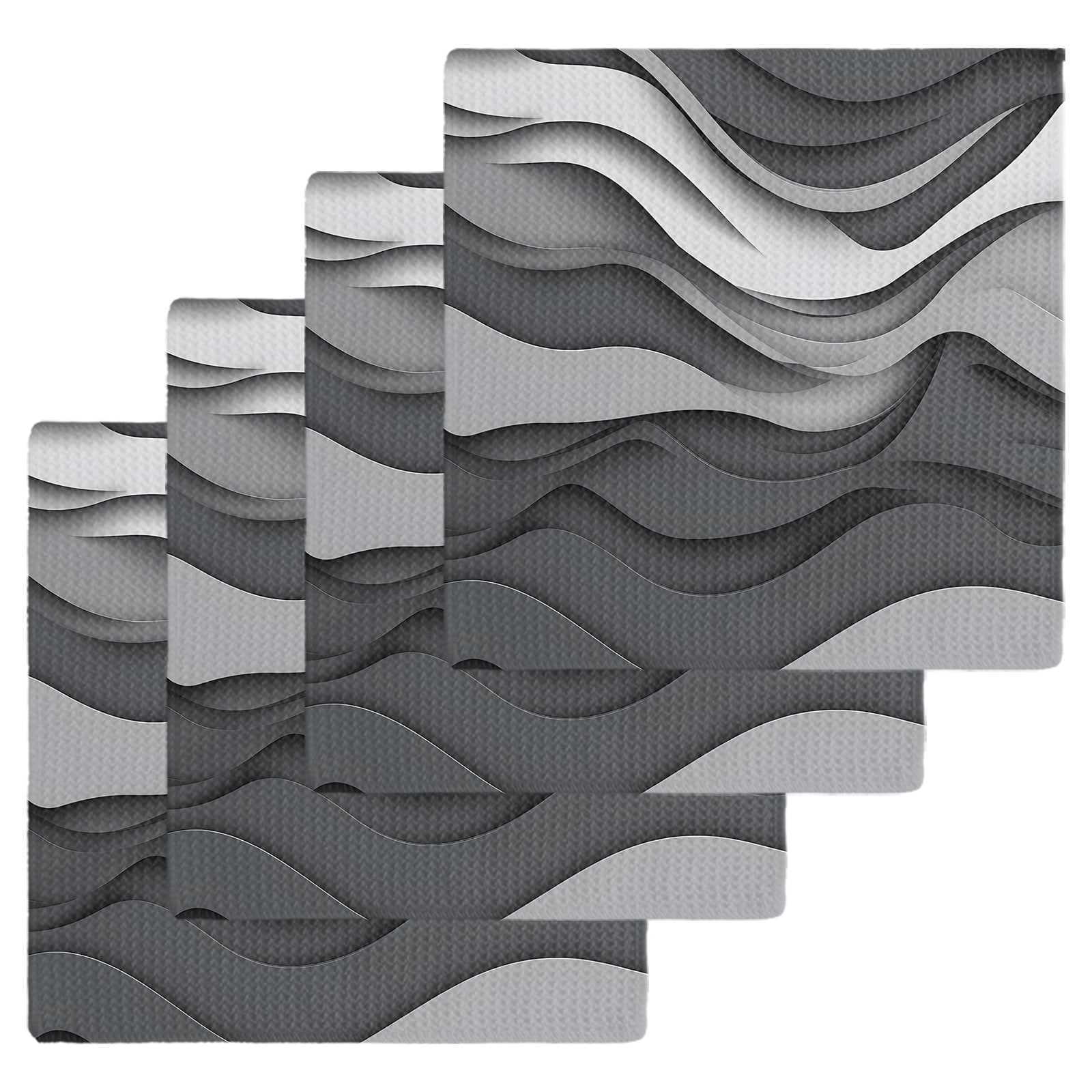 Black Grey Ombre Kitchen Dish Towels for Drying Dishes Set of 4, Modern ...