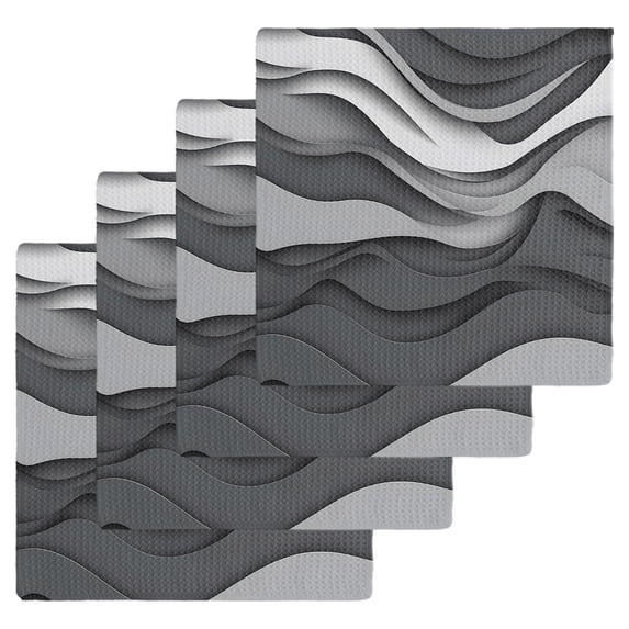 Black Grey Ombre Kitchen Dish Towels for Drying Dishes Set of 4, Modern ...