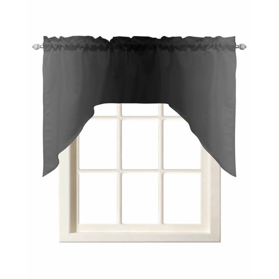 Black Grey Ombre Kitchen Swag Valance for Window, Rod Pocket Short ...