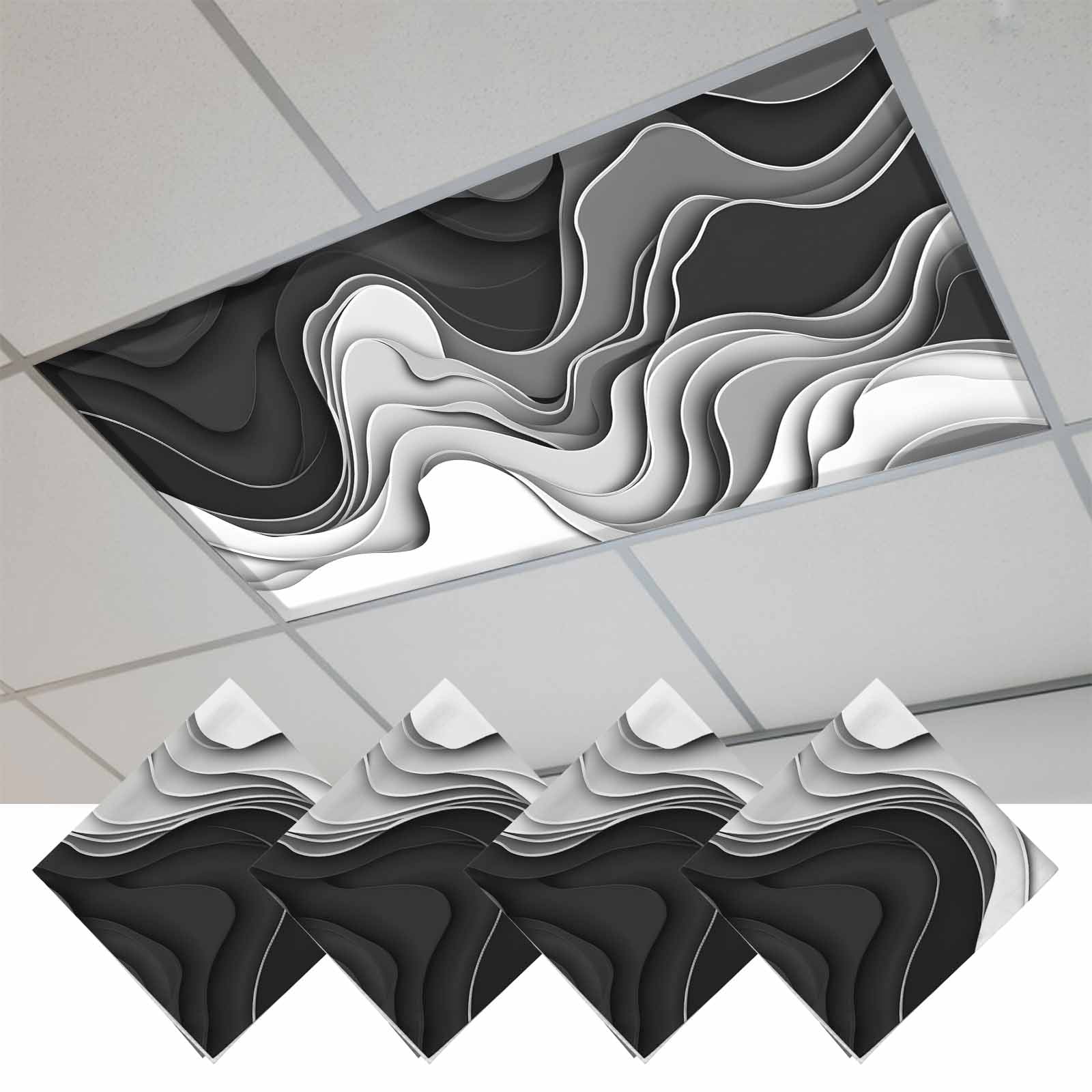 Black Grey Ombre Magnetic Fluorescent Light Covers for Ceiling Lights ...