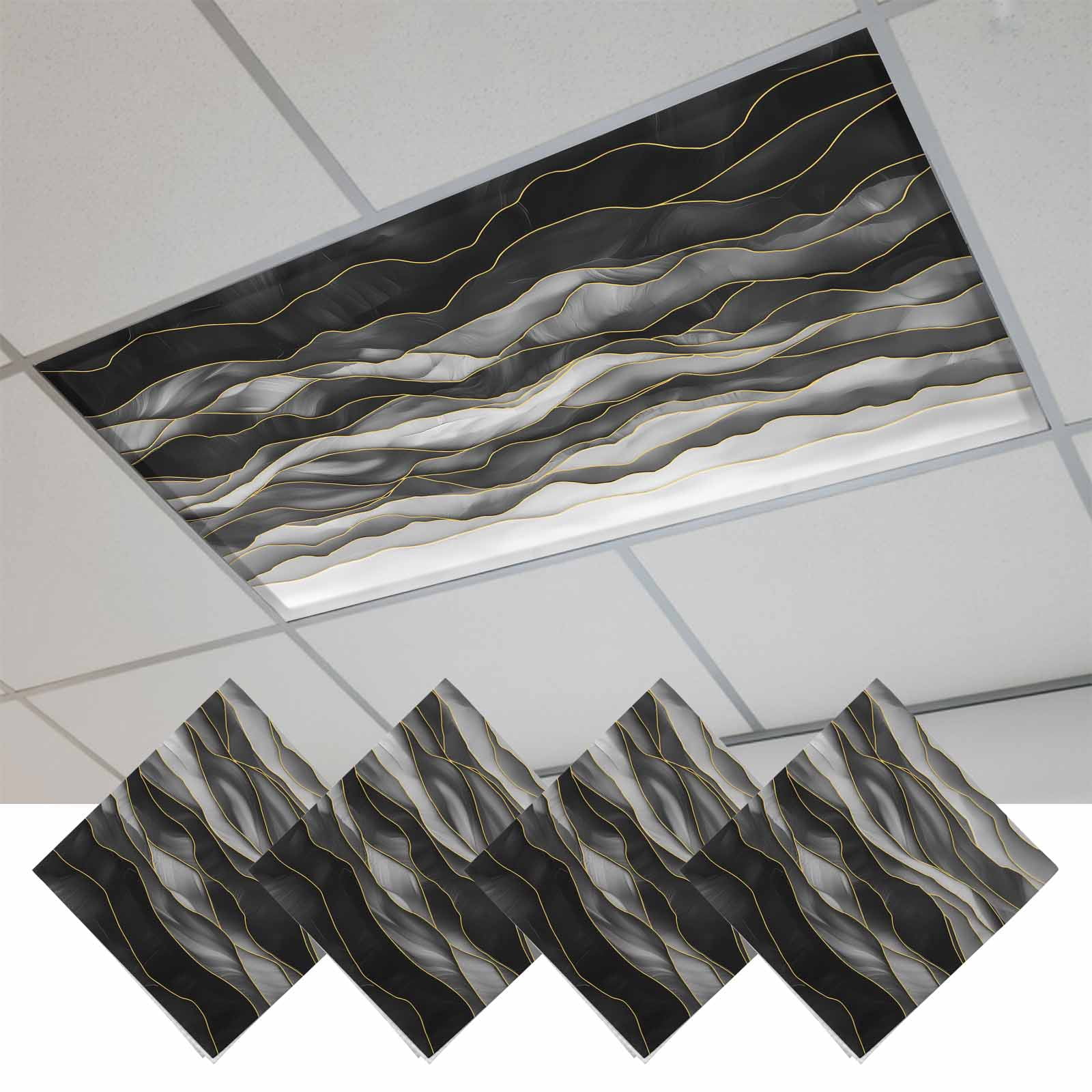 Black Grey Ombre Magnetic Fluorescent Light Covers for Ceiling Lights ...