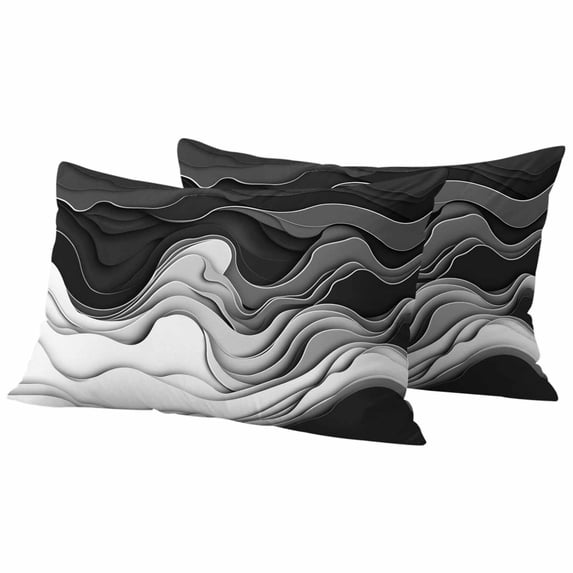 Black Grey Ombre Outdoor Pillow Covers 20"x12" Set of 2,Waterproof ...