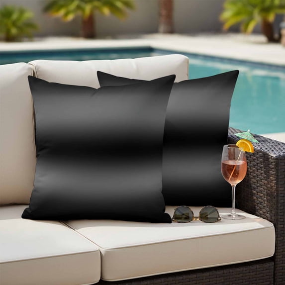 Black Grey Ombre Outdoor Throw Pillow Covers Set of 2, Modern Gradient ...