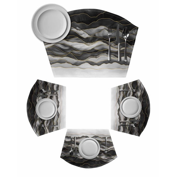 Black Grey Ombre Round Table Placemats Set of 2 Wedge Placemats, Modern ...