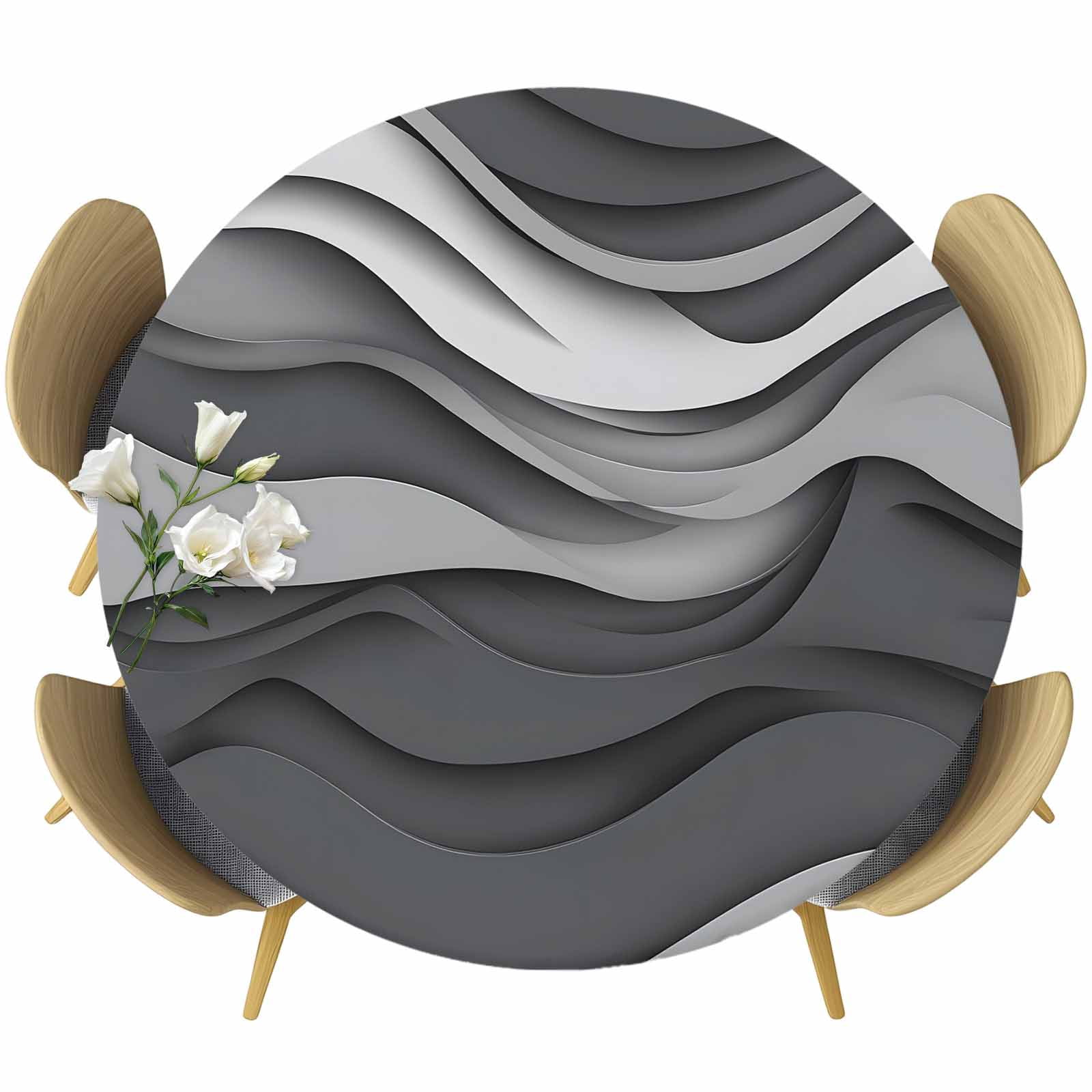 Black Grey Ombre Round Tablecloth 45-54 Inch Round Fitted Table Cloth ...