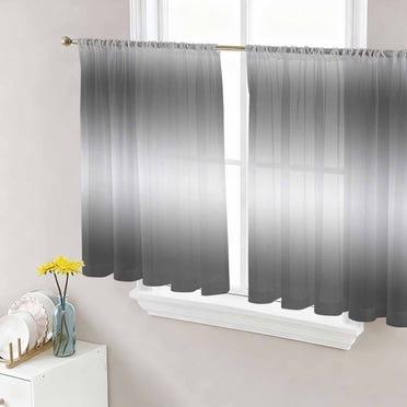 Sage Green Black Ombre Sheer Curtains 45 Inch Length 2 Panels Set ...