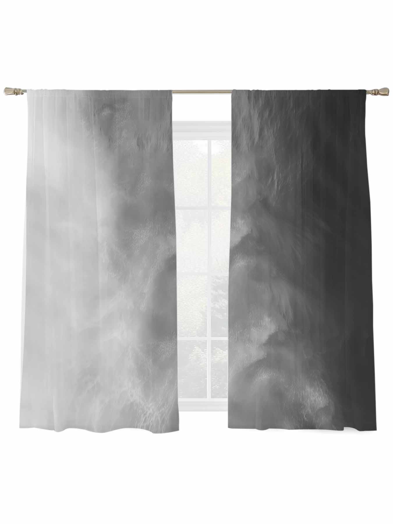 Black Grey Ombre Sheer Curtains for Living Room Bedroom, Coastal Beach ...