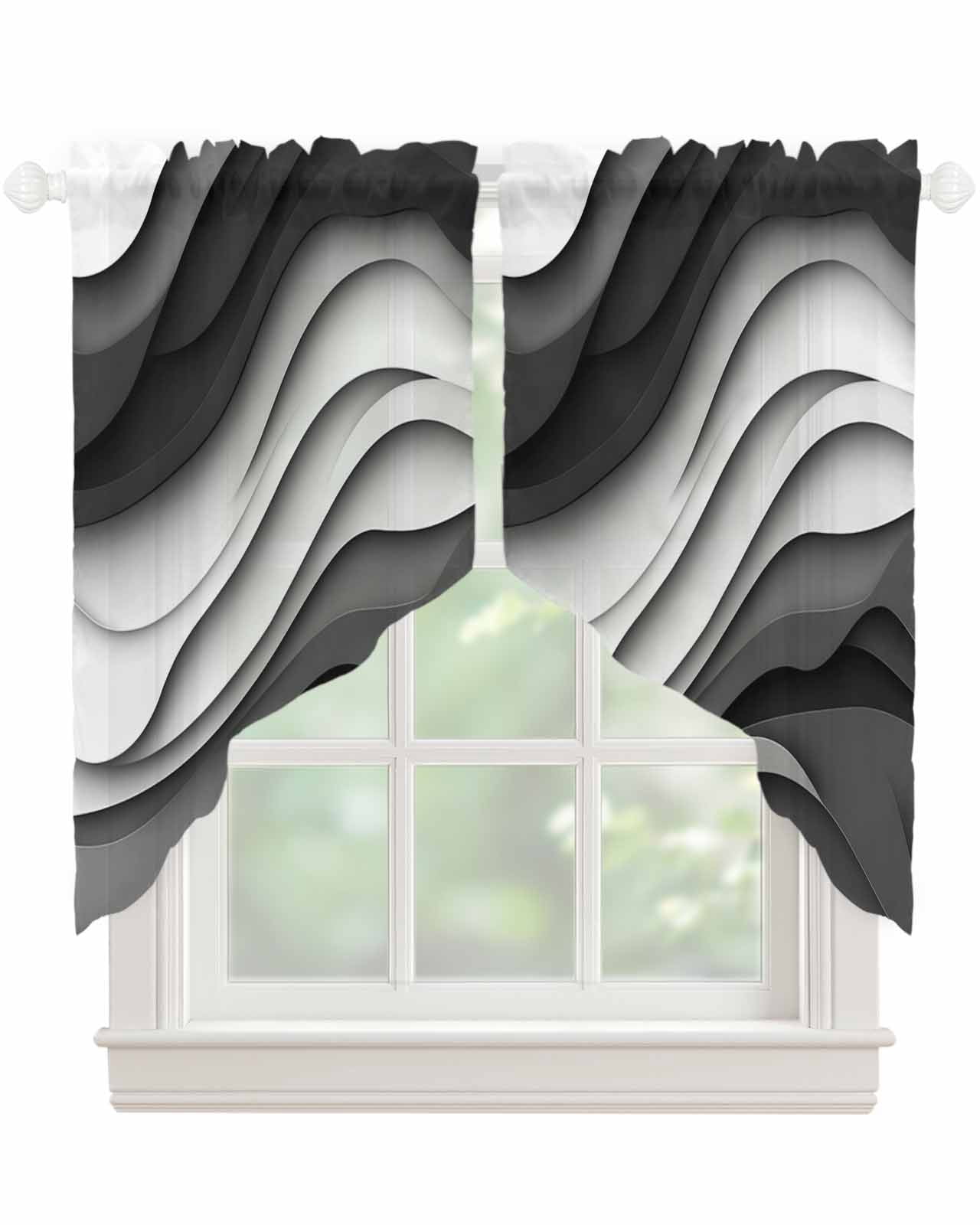 Black Grey Ombre Swag Valances for Windows, Moire Modern Aesthetics ...