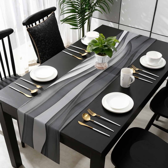 Black Grey Ombre Table Runner 70 Inches Long - Modern Geometric ...