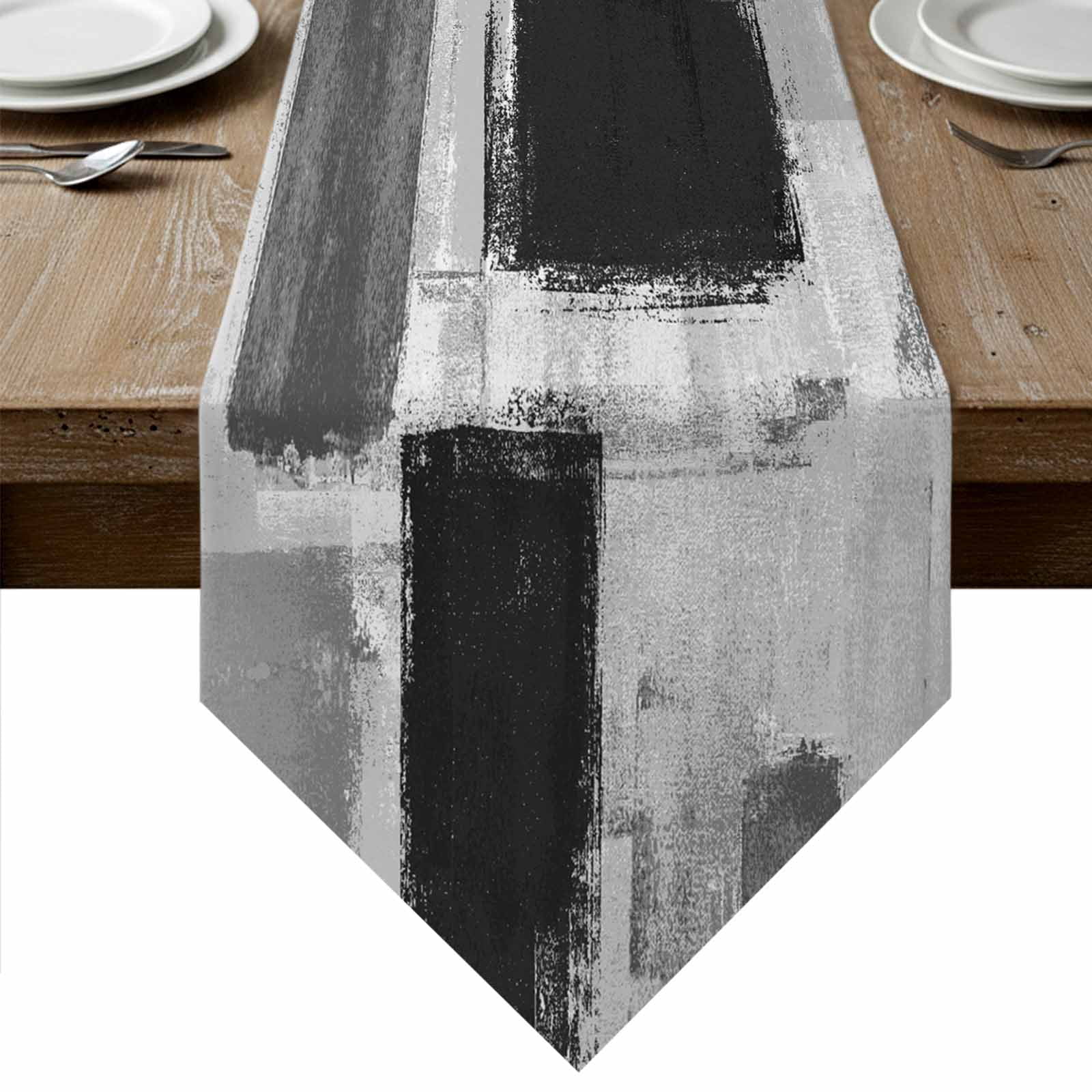 Black Grey Ombre Table Runner Linen Burlap Table Runner 60 Inches Long ...