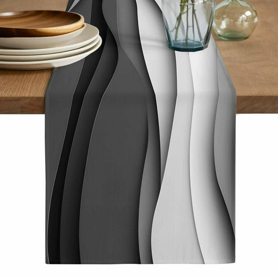 Black Grey Ombre Table Runner, Moire Modern Aesthetics Geometric ...