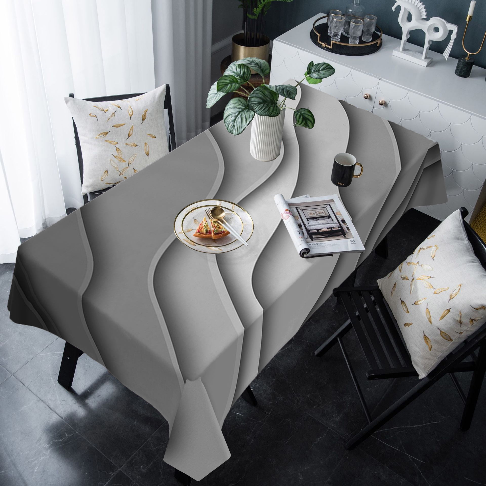 Black Grey Ombre Tablecloth Rectangle Table Cloths 54x108 , Waterproof ...