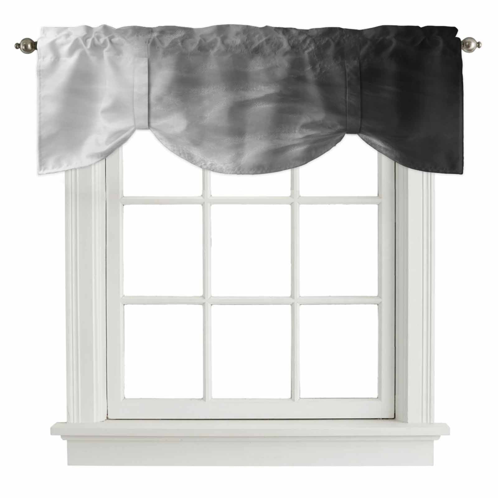 Black Grey Ombre Tie Up Valance Curtains Coastal Beach Modern Abstract ...